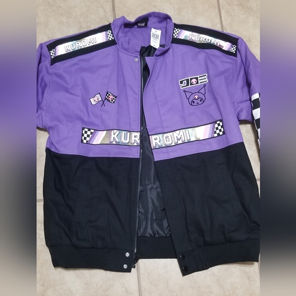 Sanrio | Jackets & Coats | Sanrio Kuromi Purple Checkered Racing Jacket ...
